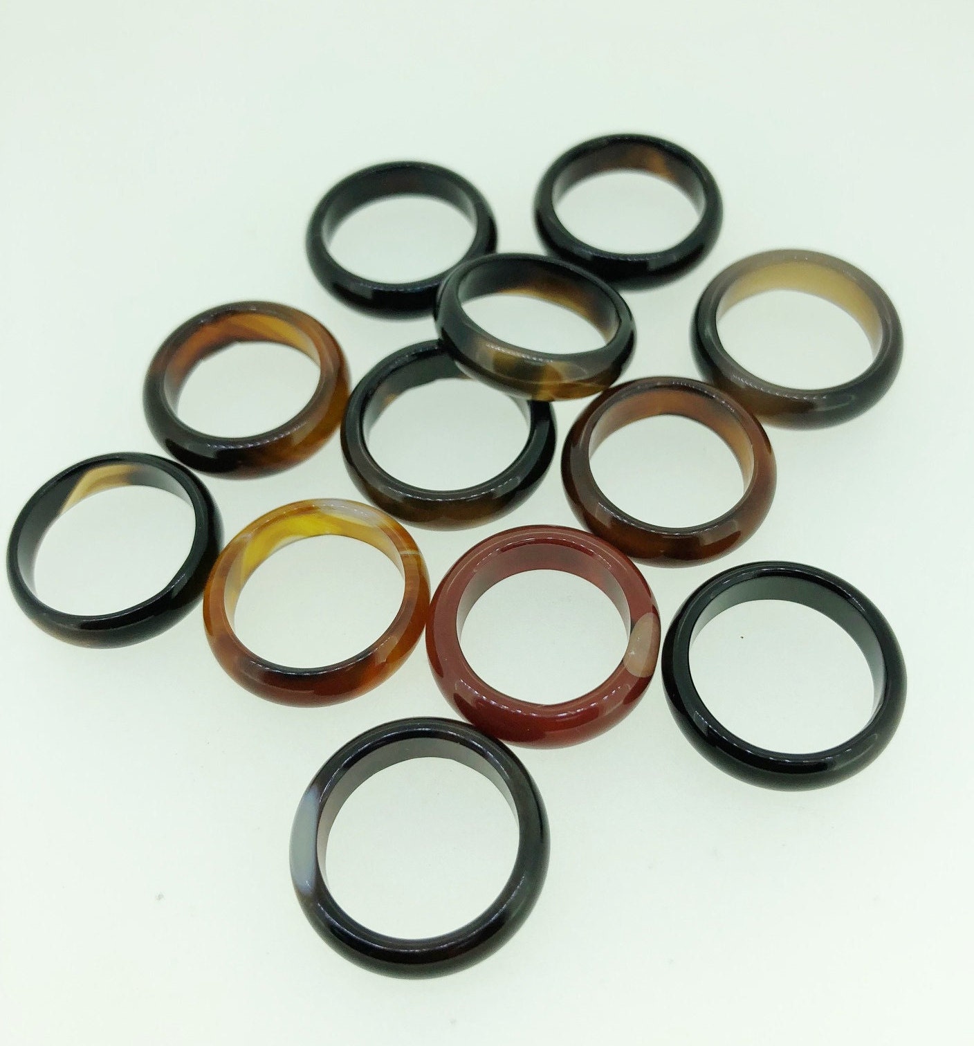 Dark brown Agate Ring 6mm solid gemstone geode ring band ring | Etsy