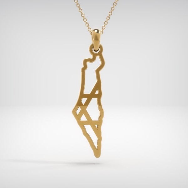 Gold Map of Israel Pendant - Etsy