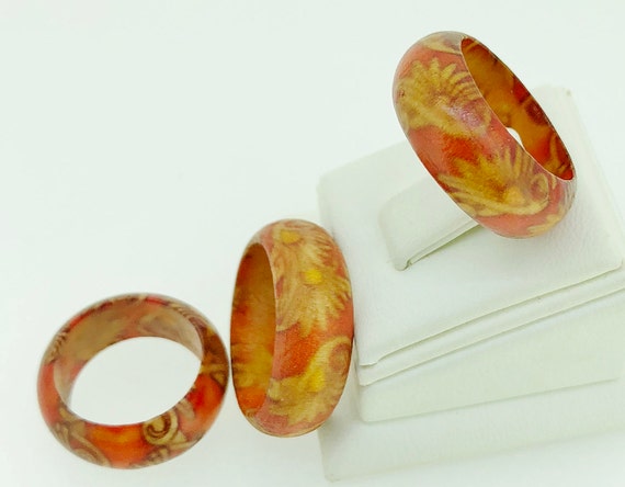 Colored Wooden Ring 9mm Wide Positive Energy Ring Colored Ring | Etsy