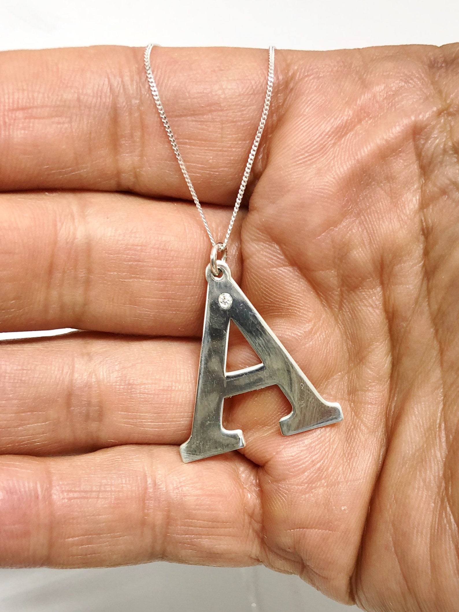 Big Initial Necklace Big Letter Necklace Large Initial | Etsy