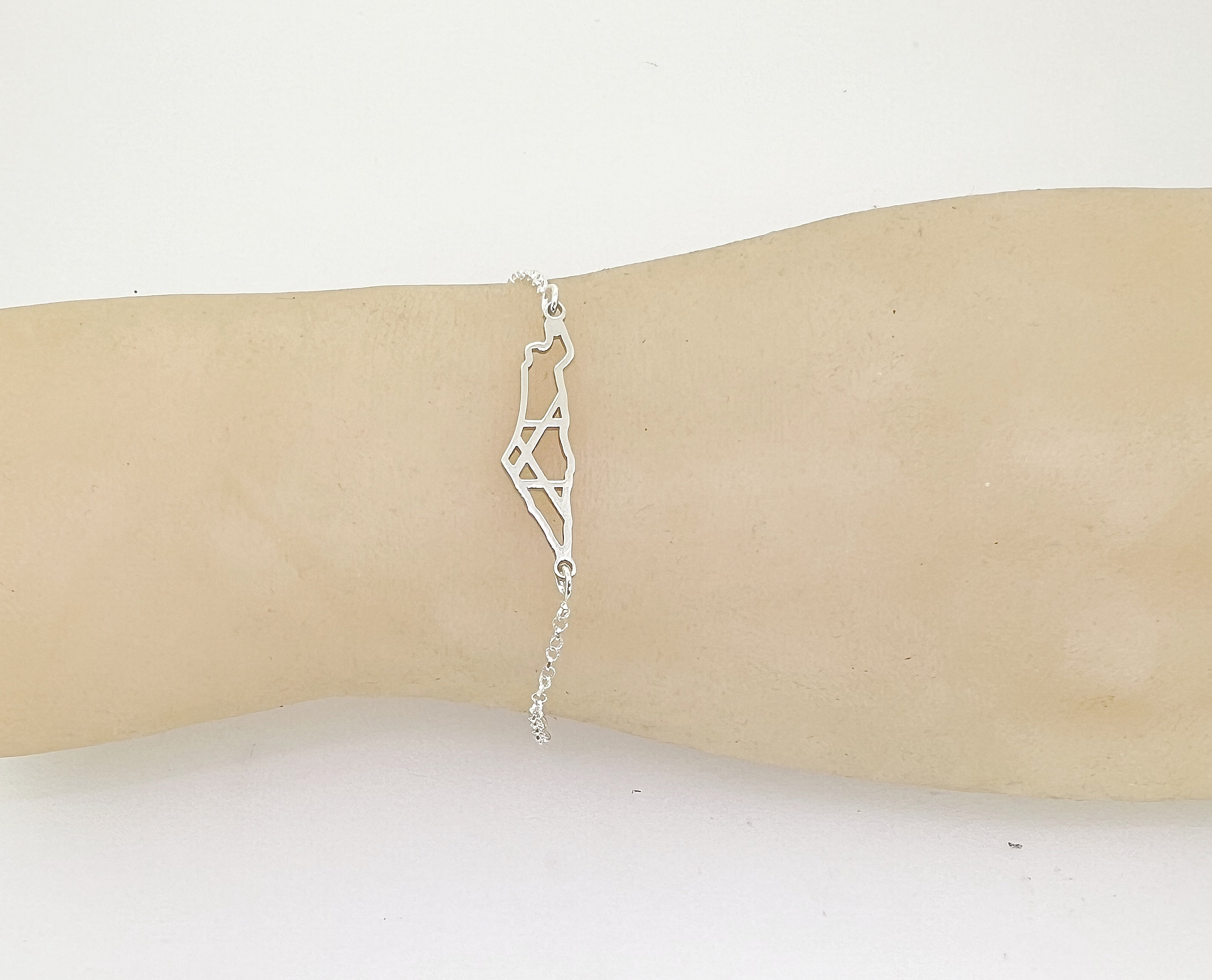 Sterling Silver Israel Map Bracelet, Map Charm With Star of David ...