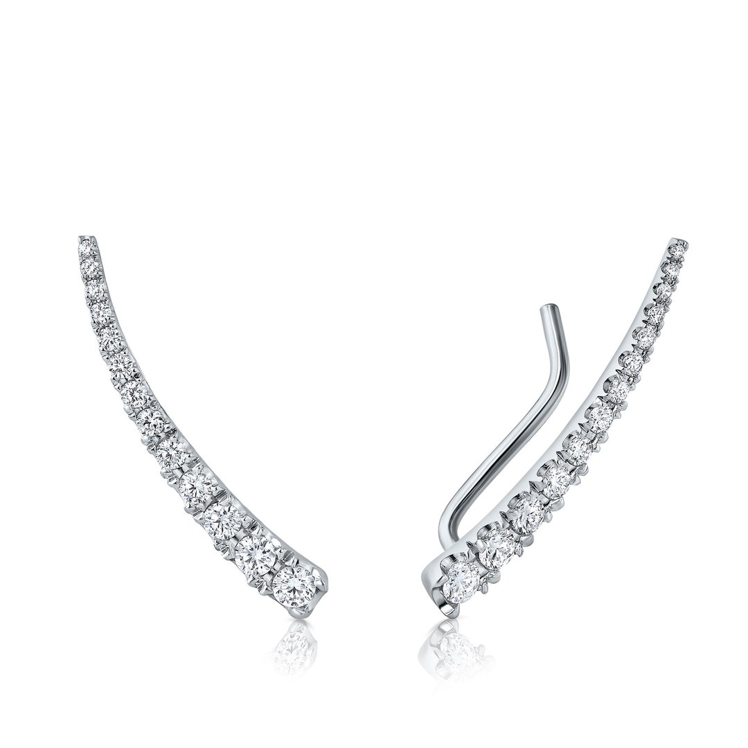 Diamond Climbing Earrings, Diamond Crawling Earrings, Curved Earrings ...