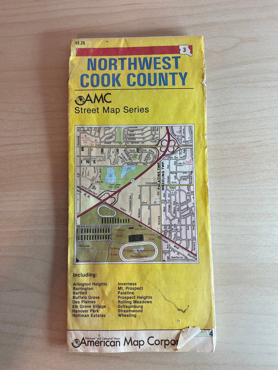 Northwest Cook County | AMC Street Map Series | 1990s Chicago Paper Map ...