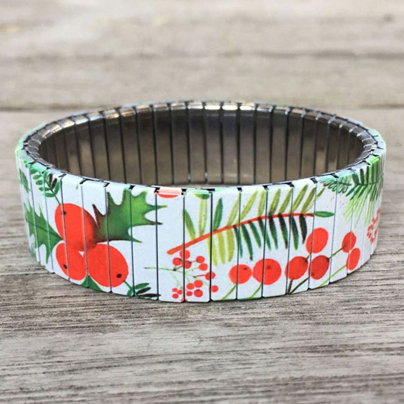 Poinsettia Stainless Steel Stretch Bracelet – Floral Wrist Art Jewelry ...