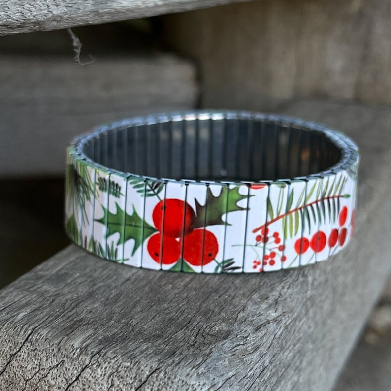 Poinsettia Stainless Steel Stretch Bracelet – Floral Wrist Art Jewelry ...