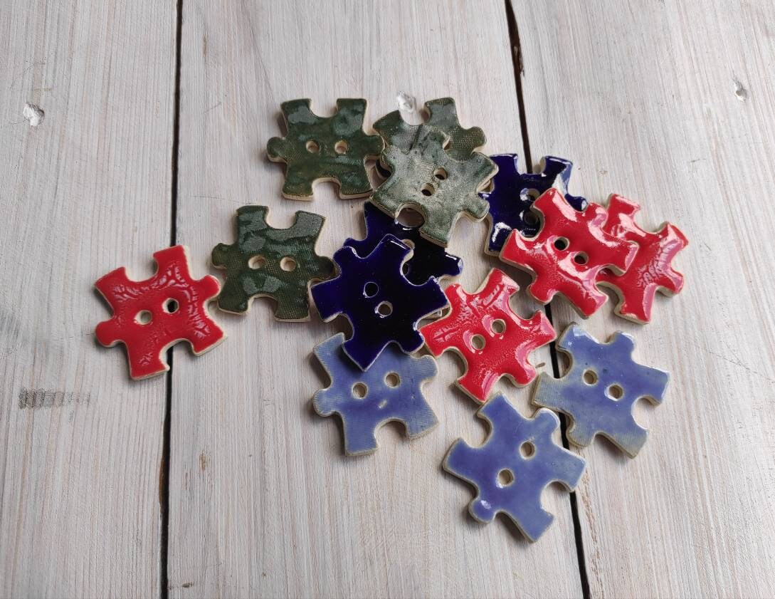 Handcrafted Ceramic Button in the Shape of a Puzzle / Puzzle - Etsy