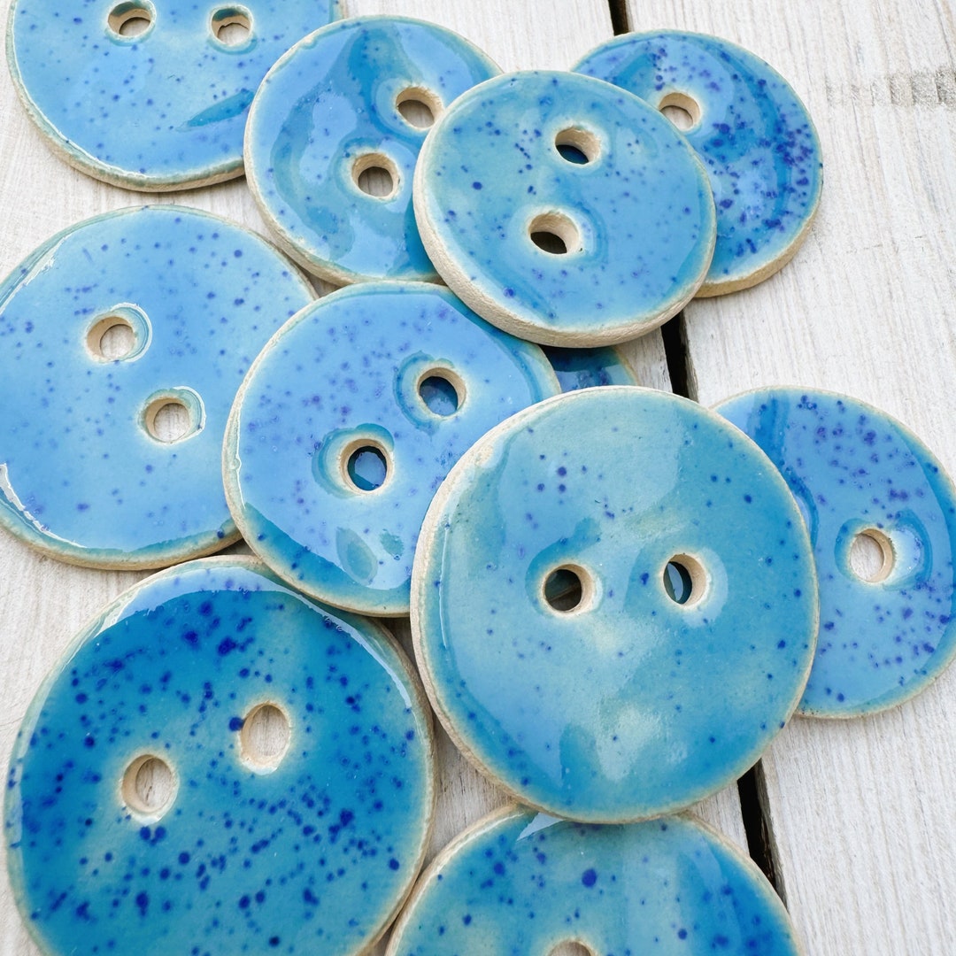 Handmade Ceramic Buttons, Unique Navi Blue Cute Buttons, for ...