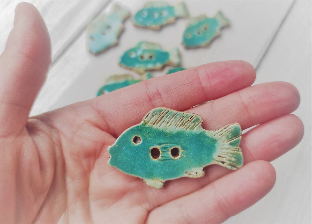 Large Ceramic Handmade Fish Buttons Pottery Buttons Big Fish - Etsy