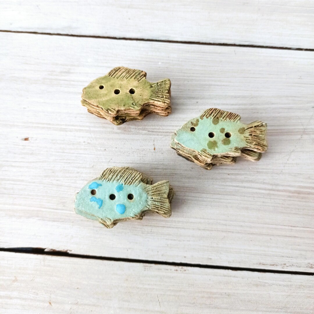 Handmade Ceramic Fish Button: Angler Clothing Accent - Etsy
