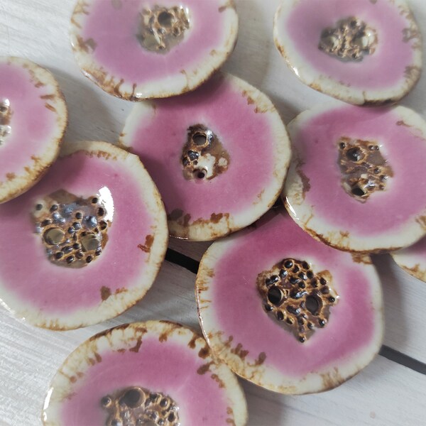 Pink Ceramic Buttons - Etsy