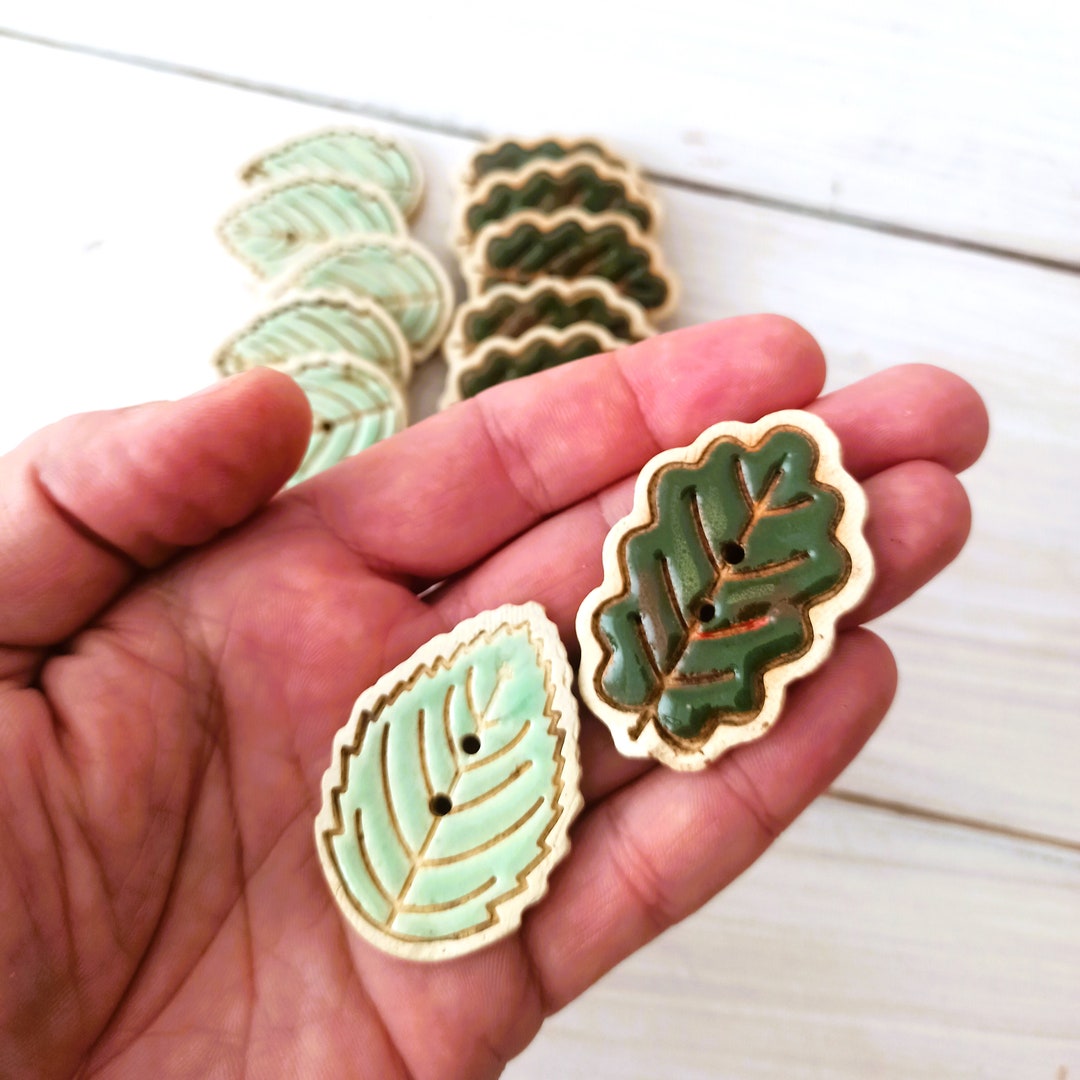 Ceramic Leaf Buttons,large Unique Buttons for Lovers of Oak, Beech and ...