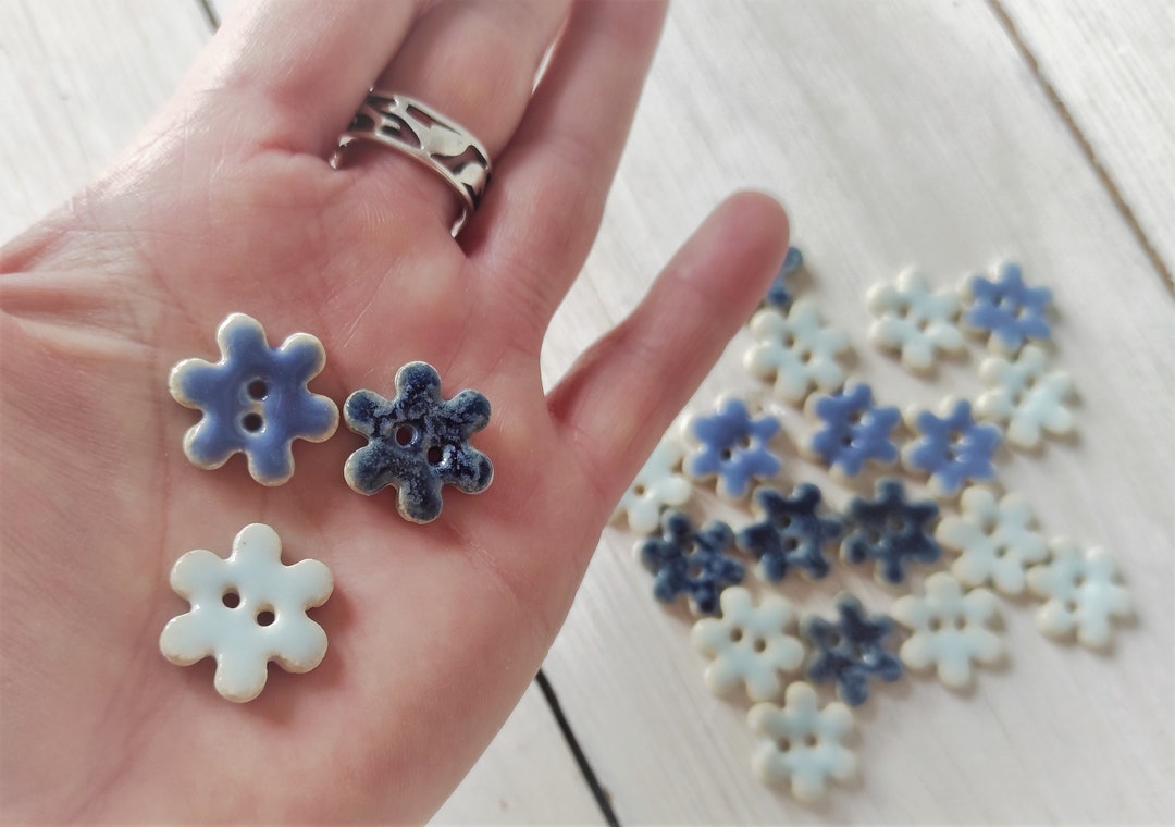 Handmade Ceramic Buttons in the Shape of a Flower, Unique Pottery ...