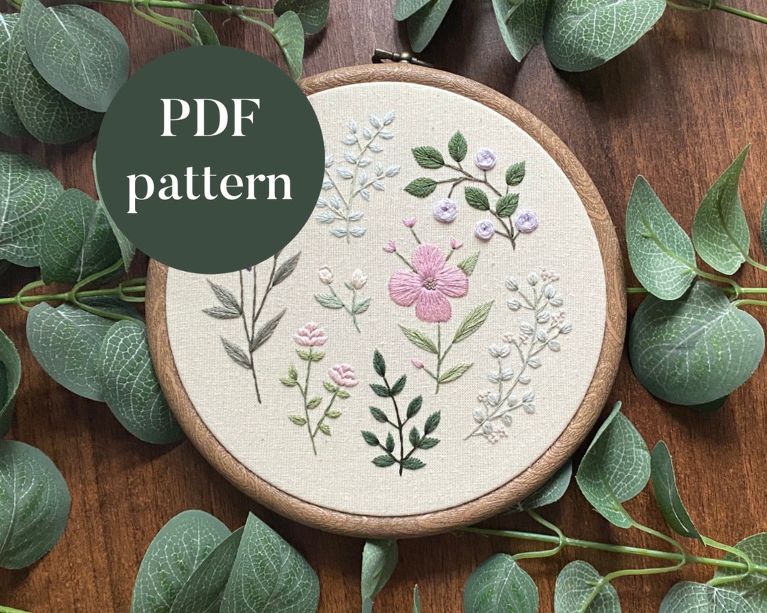 PDF Digital Embroidery Pattern Floral Collage 6 Inch Hand Embroidery ...