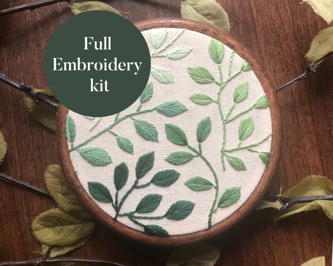 Green Gradient Leaves Embroidery Kit: Beginner DIY Needlepoint - Etsy