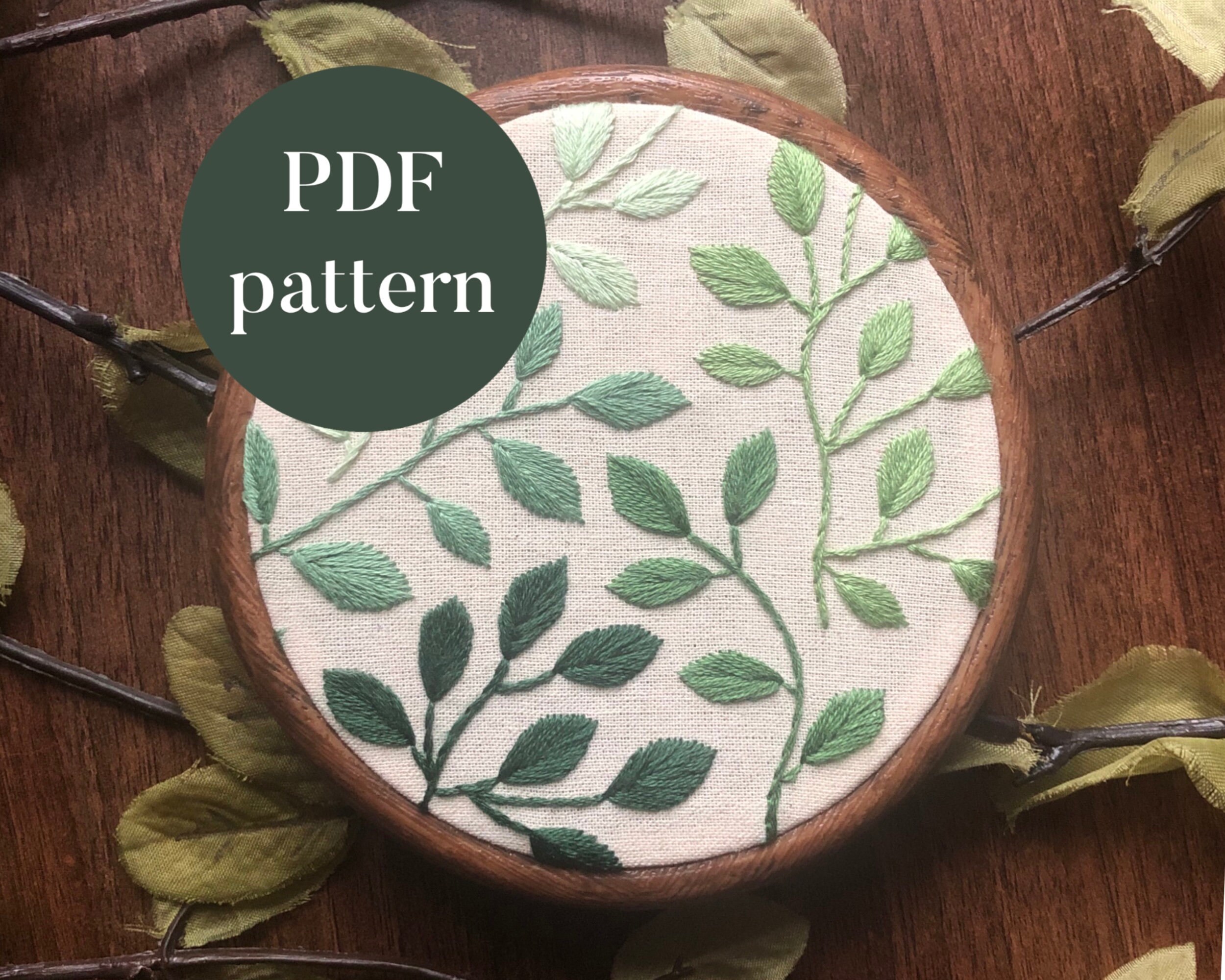 PDF Digital Embroidery Pattern Gradient Leaves Hand | Etsy