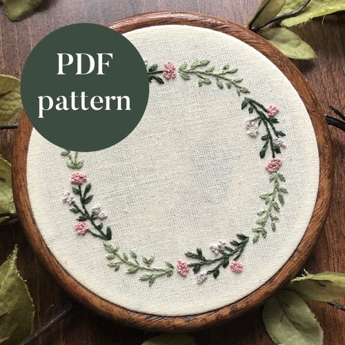 Cute Floral Wreath Hand Embroidery Pattern-pdf Download - Etsy