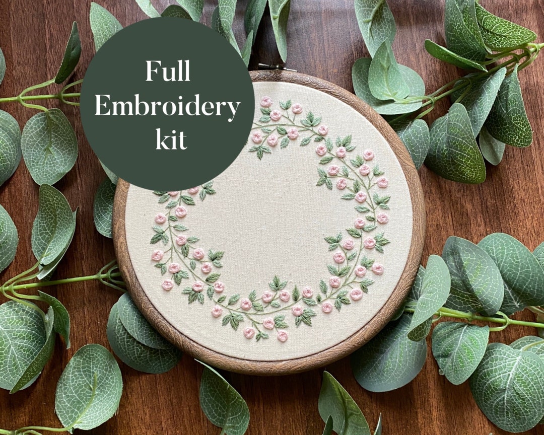 Floral Wreath Embroidery Kit: Beginner DIY Needlepoint Sewing - Etsy
