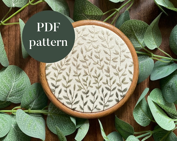 PDF Digital Embroidery Pattern Green Leaf Gradient Hand | Etsy