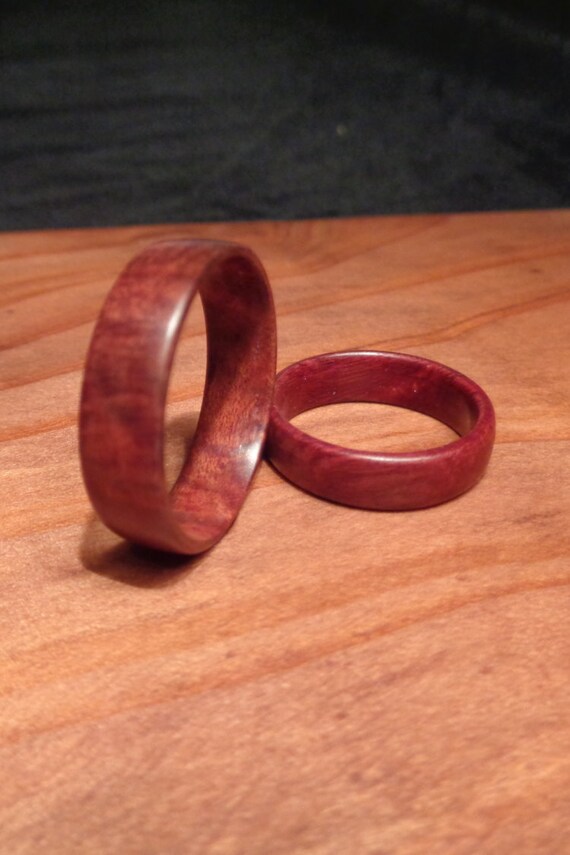 Personalized Wooden Wedding Ring Set Redwood Band Rings | Etsy