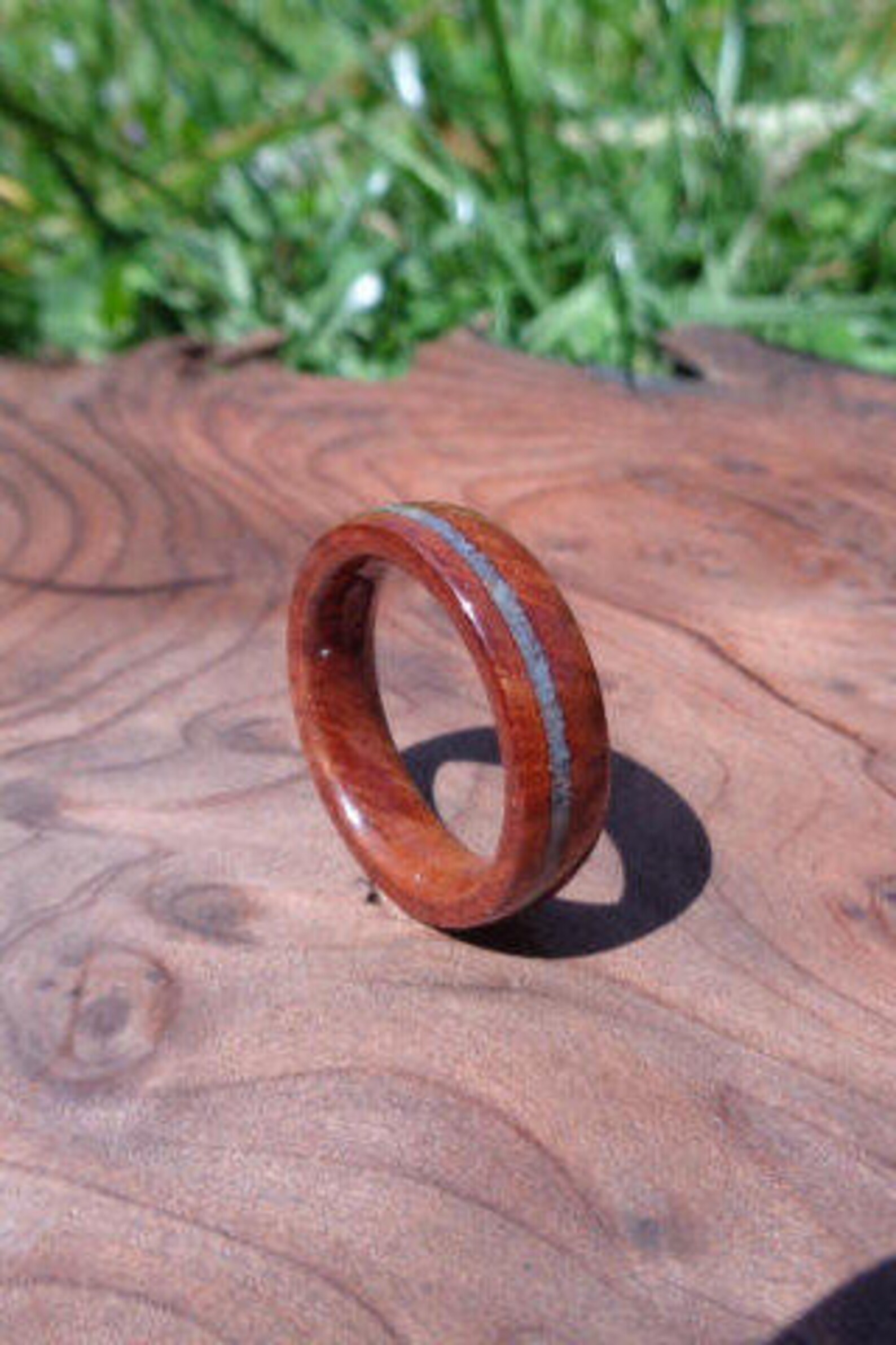 Personalized Ring Wood Band Ring With Jade Inlay Men's - Etsy