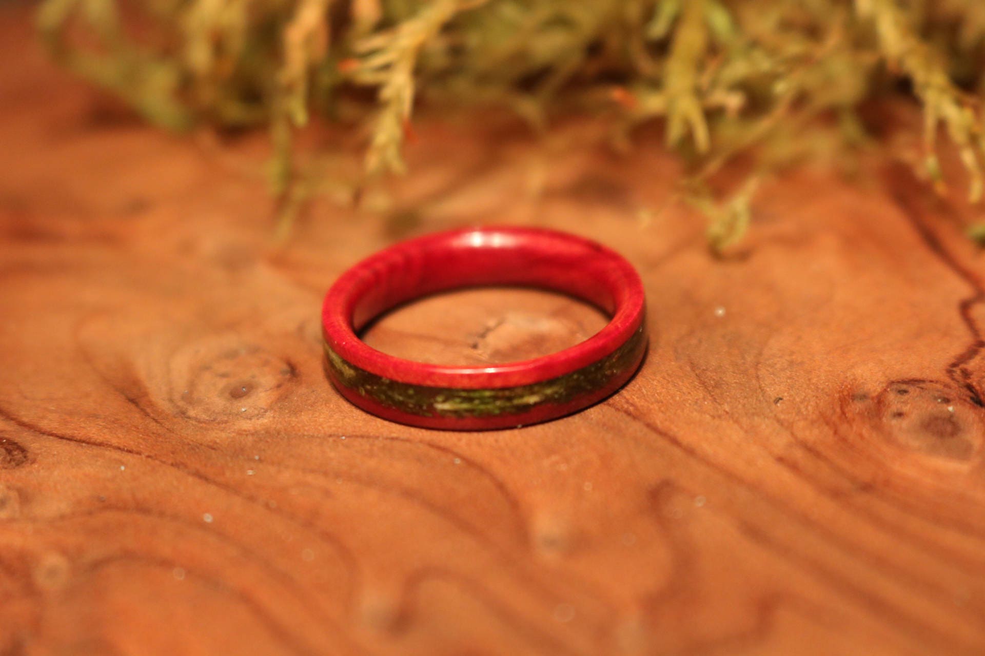 California Redwood Burl Ring With Ocean Moss Inlay Wood Ring - Etsy