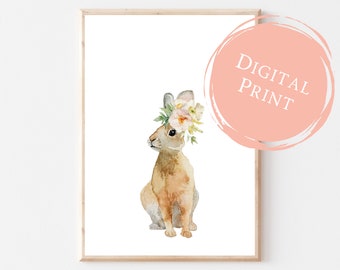 Watercolor Bunny Poster - Etsy