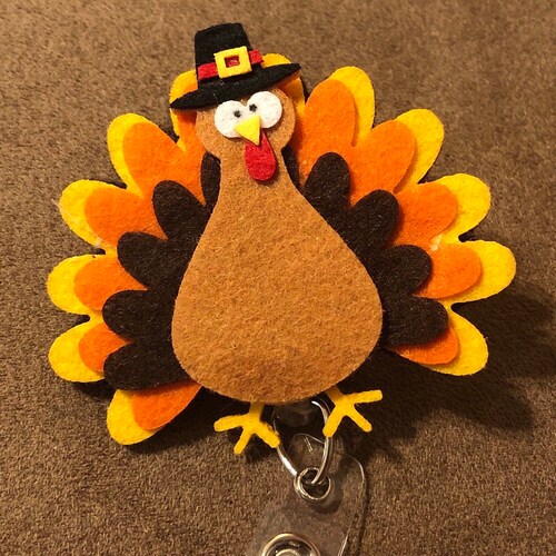 Turkey Badge Reel Thanksgiving Badge Clip Fall ID Holder - Etsy