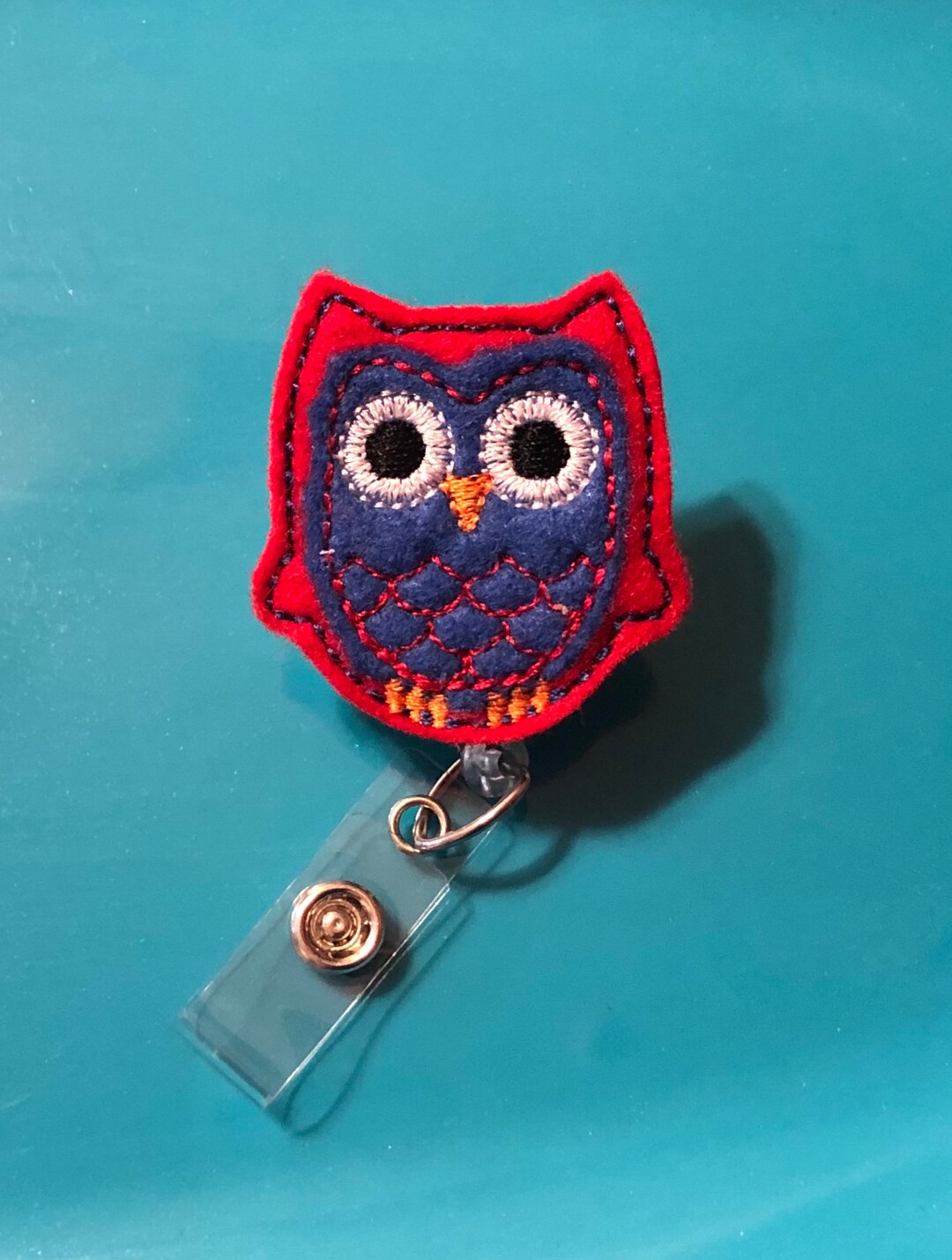 Red and Blue Patriotic Owl Felt Badge Reel - Etsy