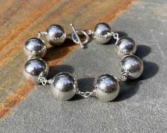 Large Silver Ball Bracelet - Etsy