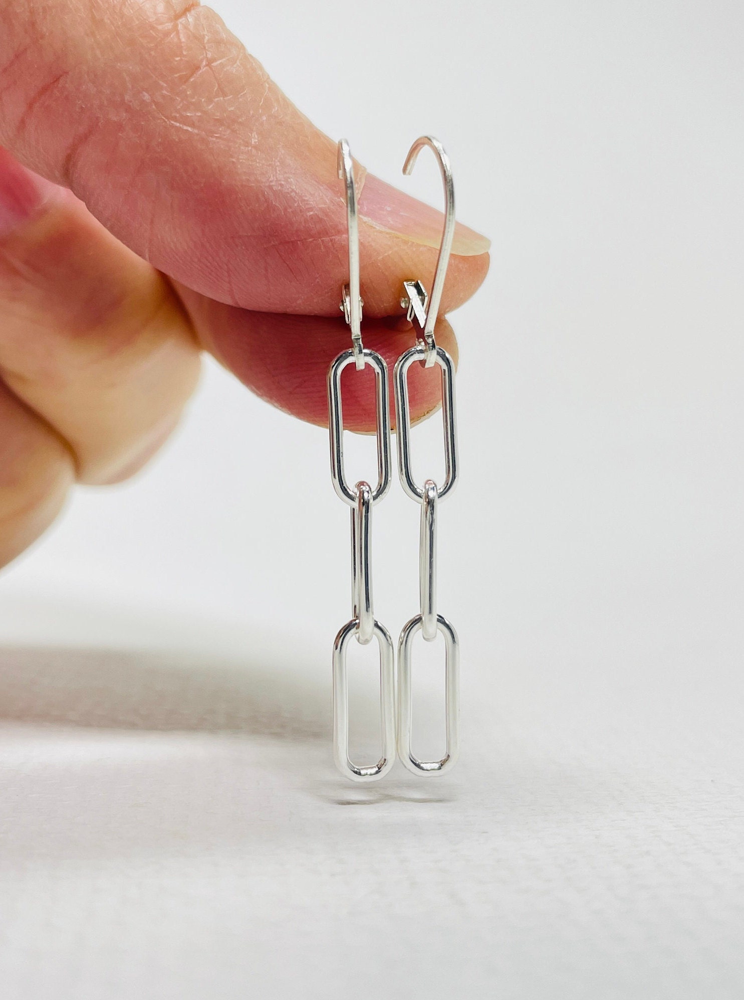 Paperclip Earrings Sterling Silver Lever Back Earrings or - Etsy