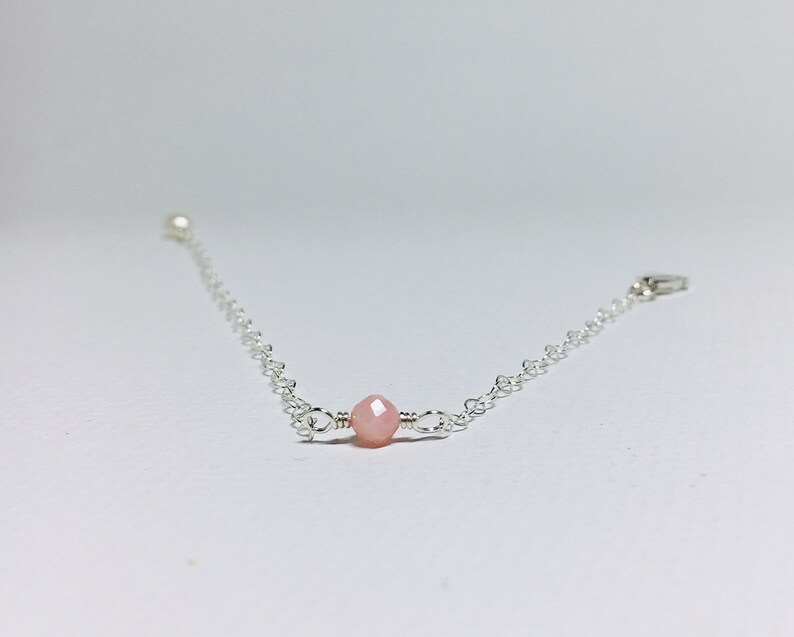 Pink Opal Bracelet Sterling Silver Bracelet October | Etsy
