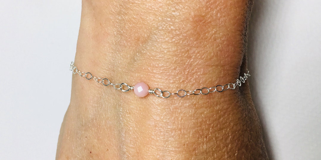 Pink Opal Bracelet Sterling Silver October Birthstone Gift - Etsy