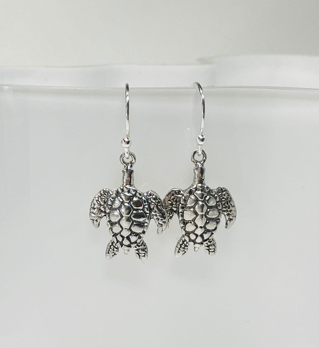 Sterling Silver Turtle Dangle Earrings: Amphibian Charm Jewelry - Etsy
