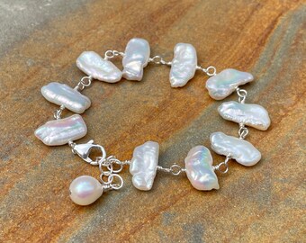 Sterling Silver Biwa Pearl Jewelry - Etsy