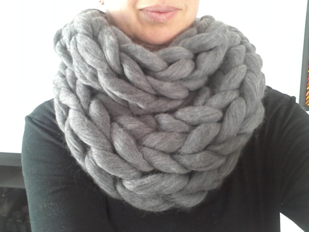 Infinity Scarf. Grey. Super Chunky Handmade Australian Merino Infinity ...
