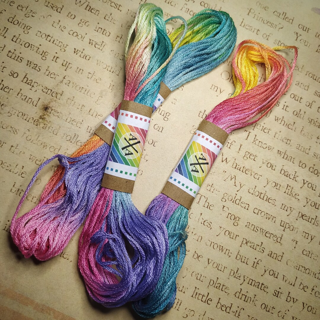 Embroidery Thread Cross Stitch Thread Hand Dyed Rainbow - Etsy