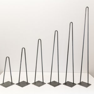 Set of (4) Modern Industrial 2-rod Hairpin Leg Base - Raw Steel , 12 ...