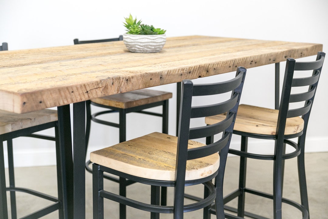 Solid Wood Counter Height Table, Pub Table With Reclaimed Wood and U ...