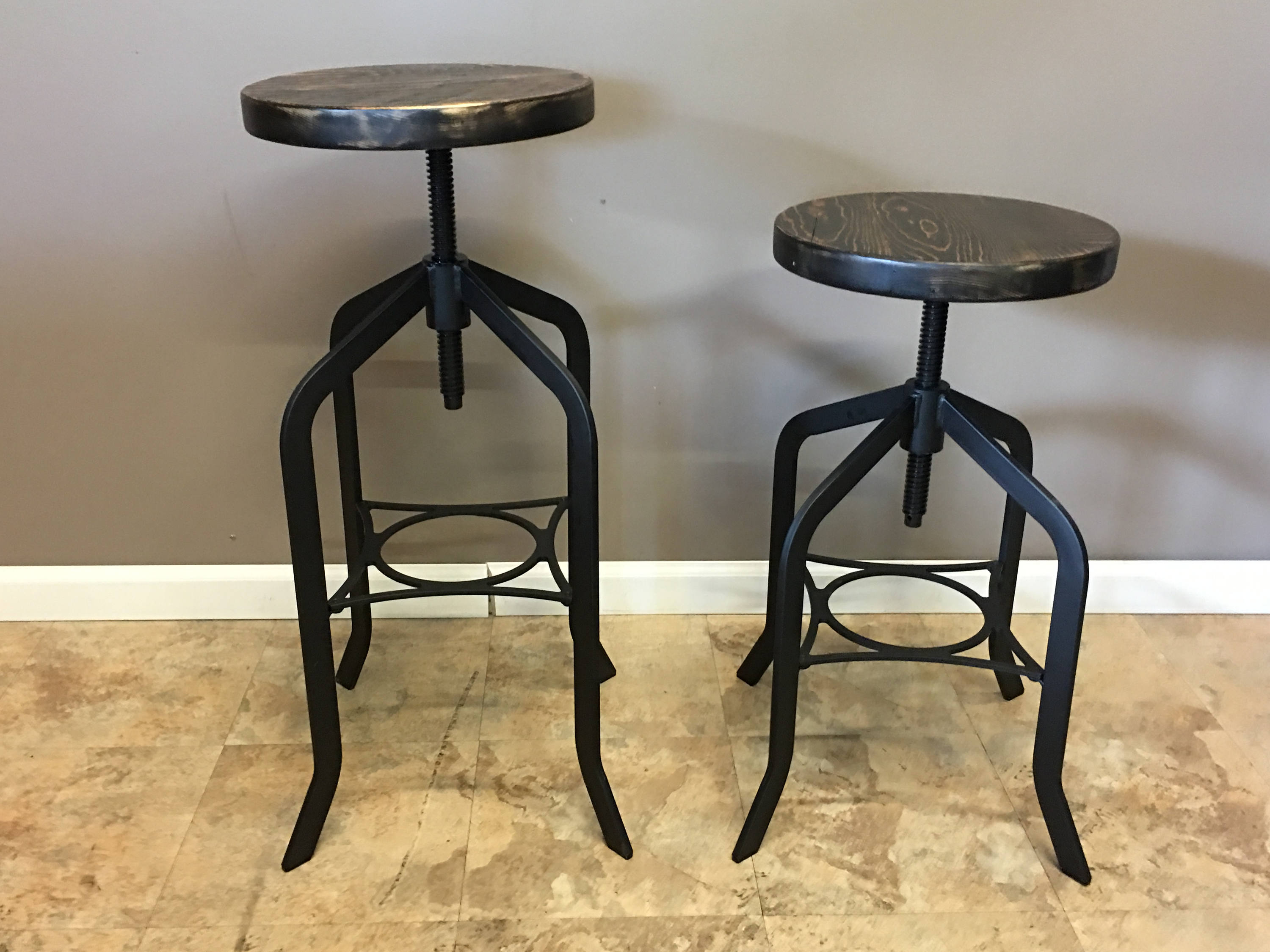 Set of 4 Reclaimed Wood Counter/bar Height Stool With Swivel | Etsy