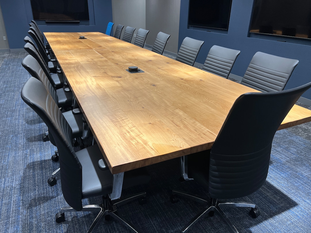 Solid White Oak Conference Table - Reclaimed Wood Table Rectangle for ...