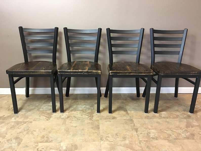 Reclaimed Dining Chair Set of 4 Flat Black Metal Finish - Etsy