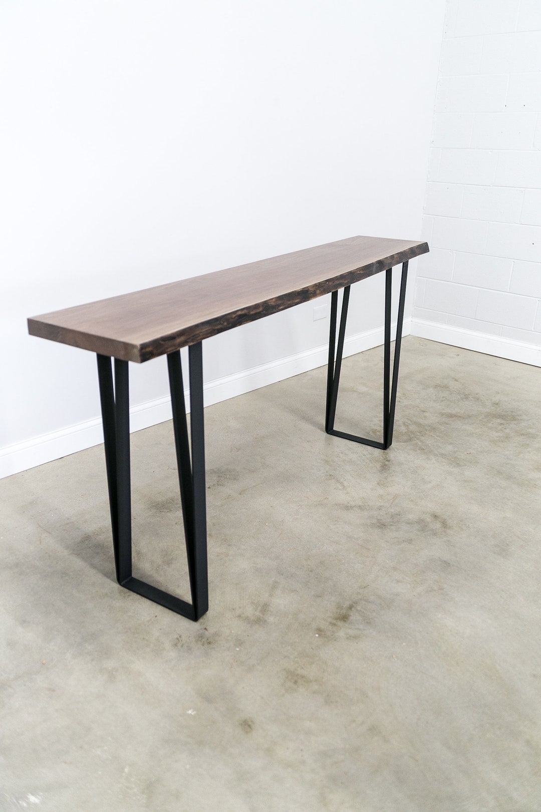 Counter Height Live Edge Black Walnut Entry Table, Hallway Table, Nook ...