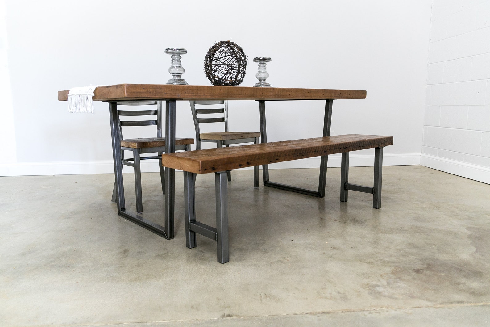 Wood Dining Table With a Solid Wood Thick Reclaimed Top and | Etsy