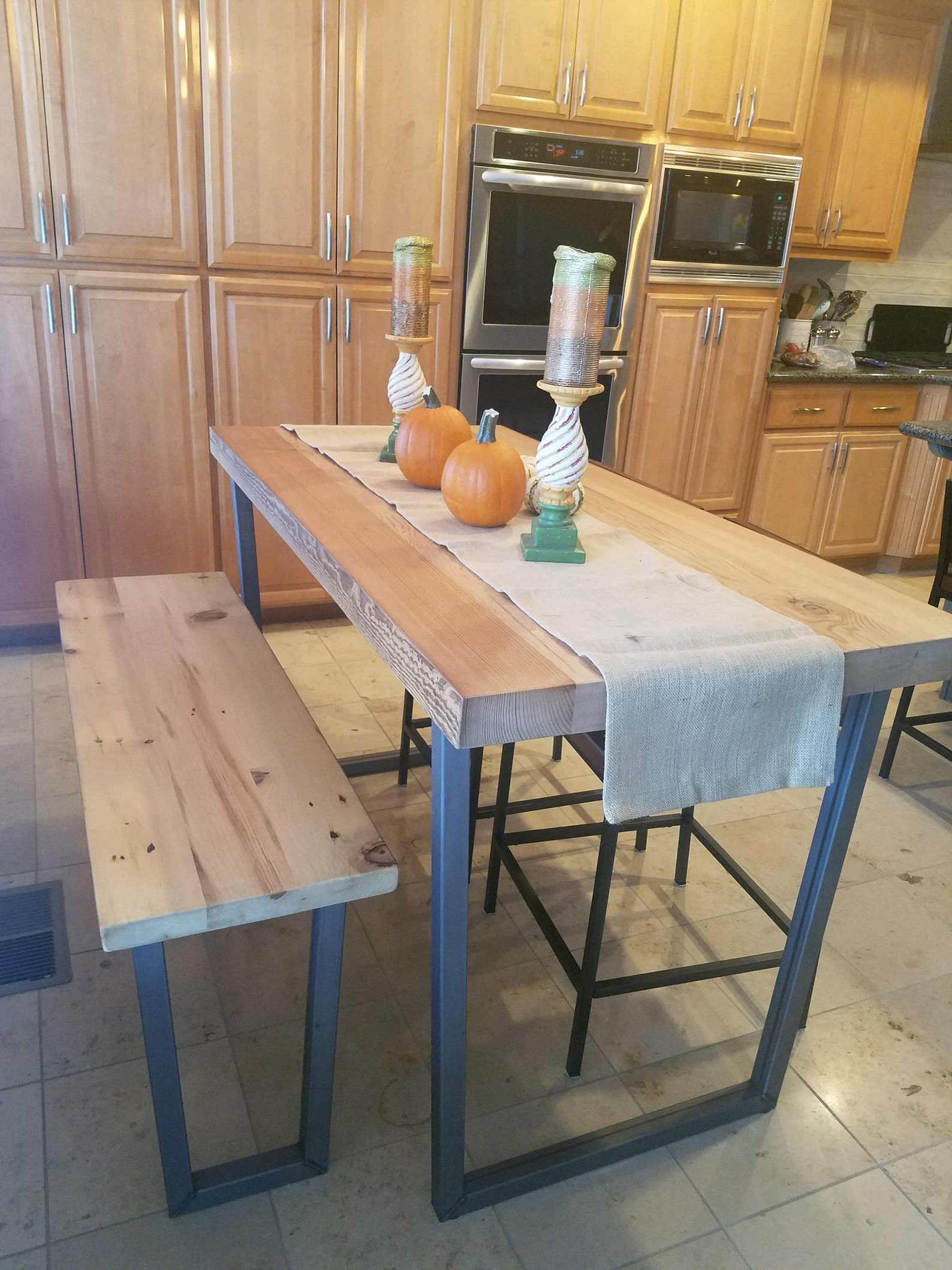 Barn XO/ Counter Height Reclaimed Barn Wood Dining Table With Square ...