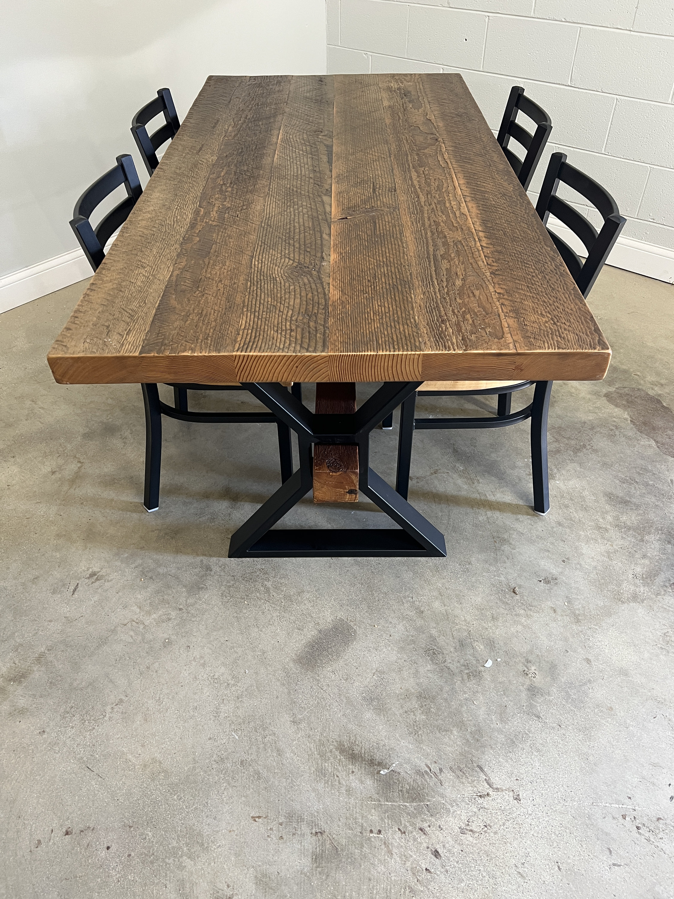 X Metal Leg Base With Wooden Crossbeam Dining Table - Etsy