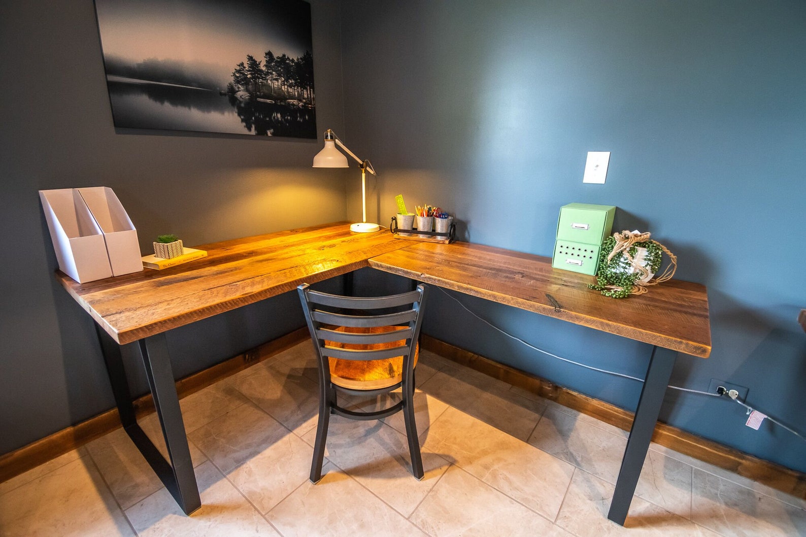 L Shape Desk Made With Reclaimed Wood custom Sizes Welcome - Etsy