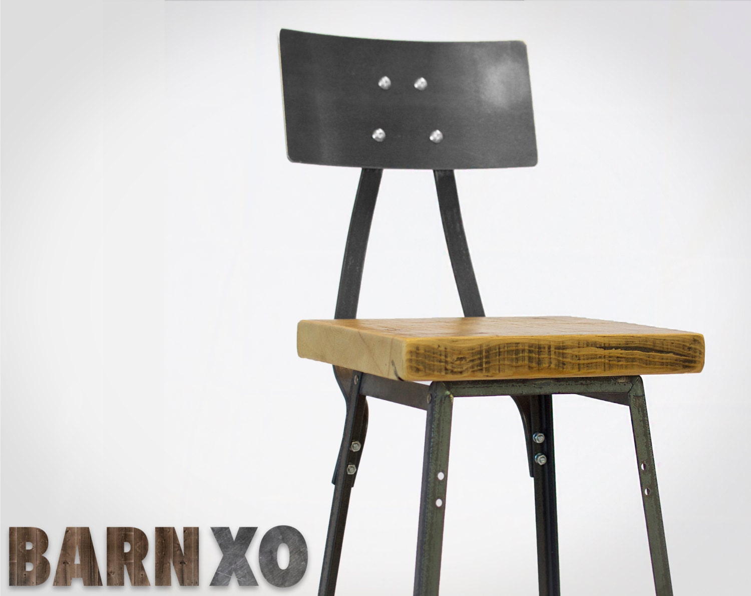 Set of 4 Reclaimed Wood Urban Industrial Bar Stools With Steel | Etsy