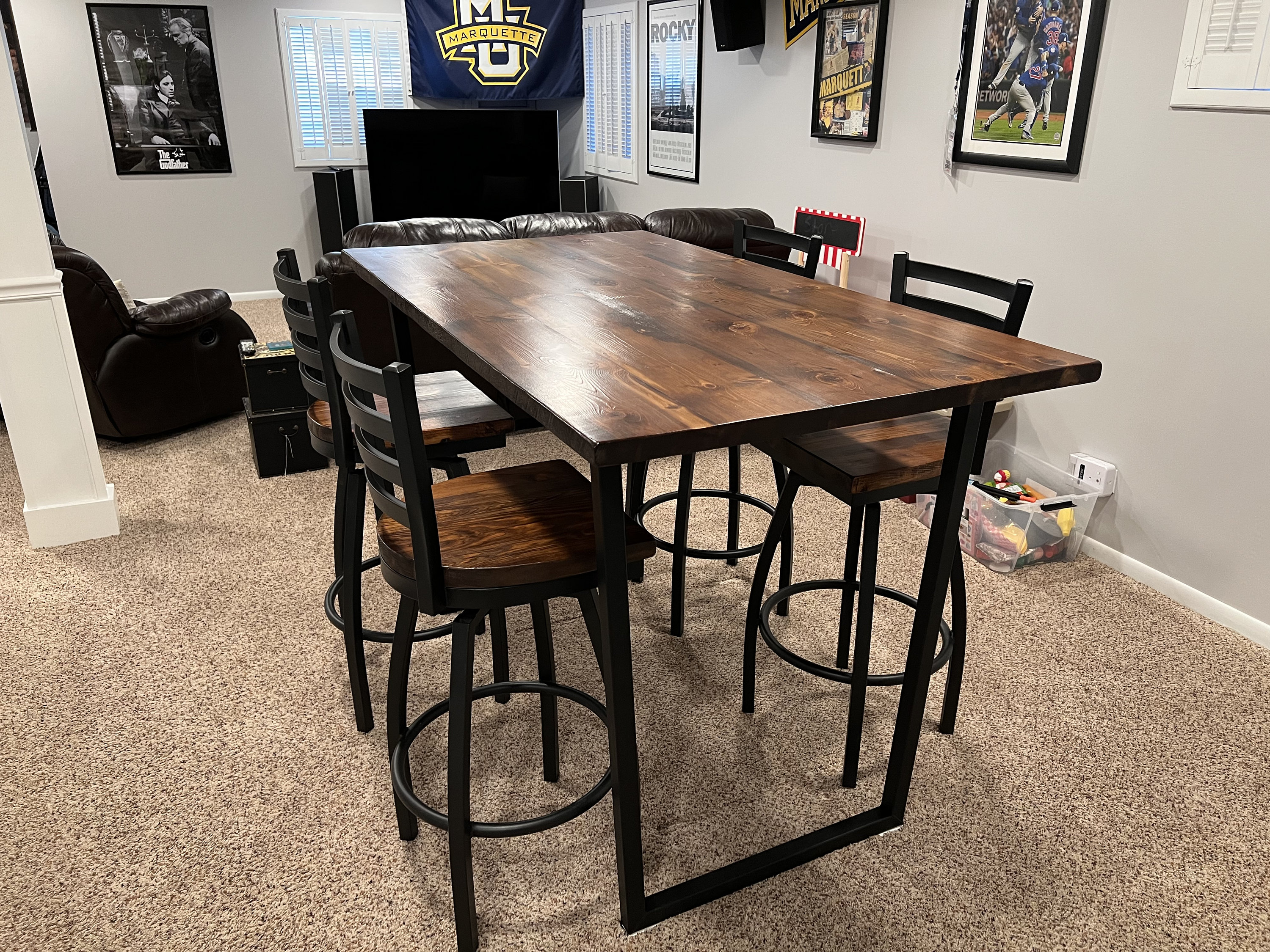 Reclaimed Barn Wood Counter Height Table, Square Steel Base - Etsy