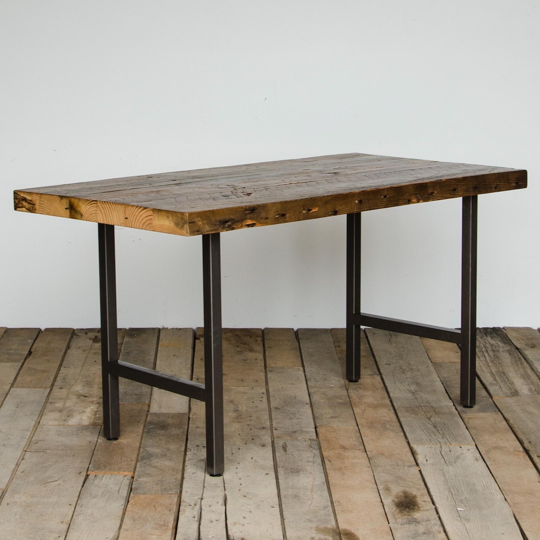 Barn Xo Dining Table With Reclaimed Wood Top With Powder Coated H Legs ...