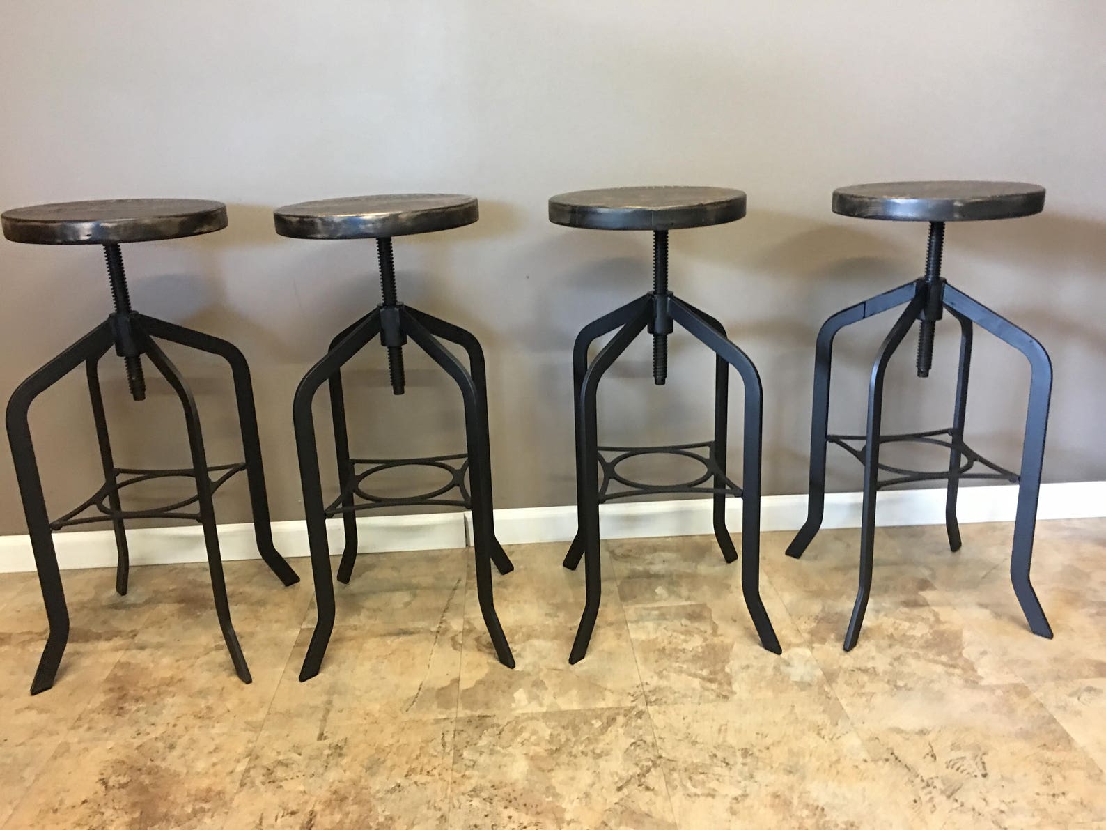 Set of 4 Reclaimed Wood Counter/bar Height Stool With Swivel Seat ...